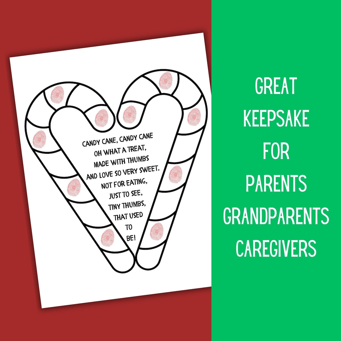 Candy Cane Thumbprint Craft, Candy Cane Craft, Christmas Craft ...