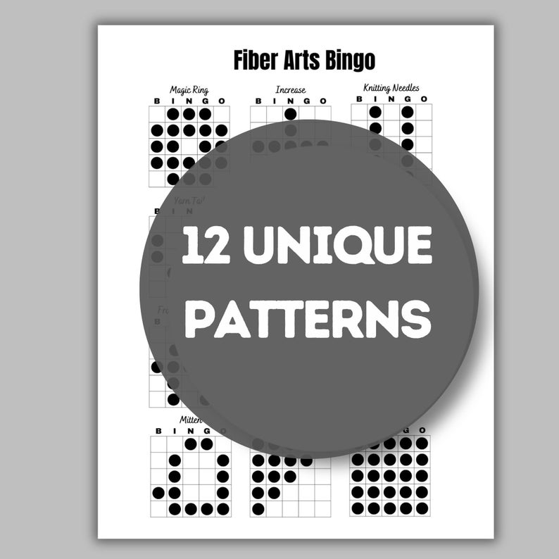 Bingo Patterns | Fiber Arts Bingo | Printable Bingo Games | Bingo Game ...