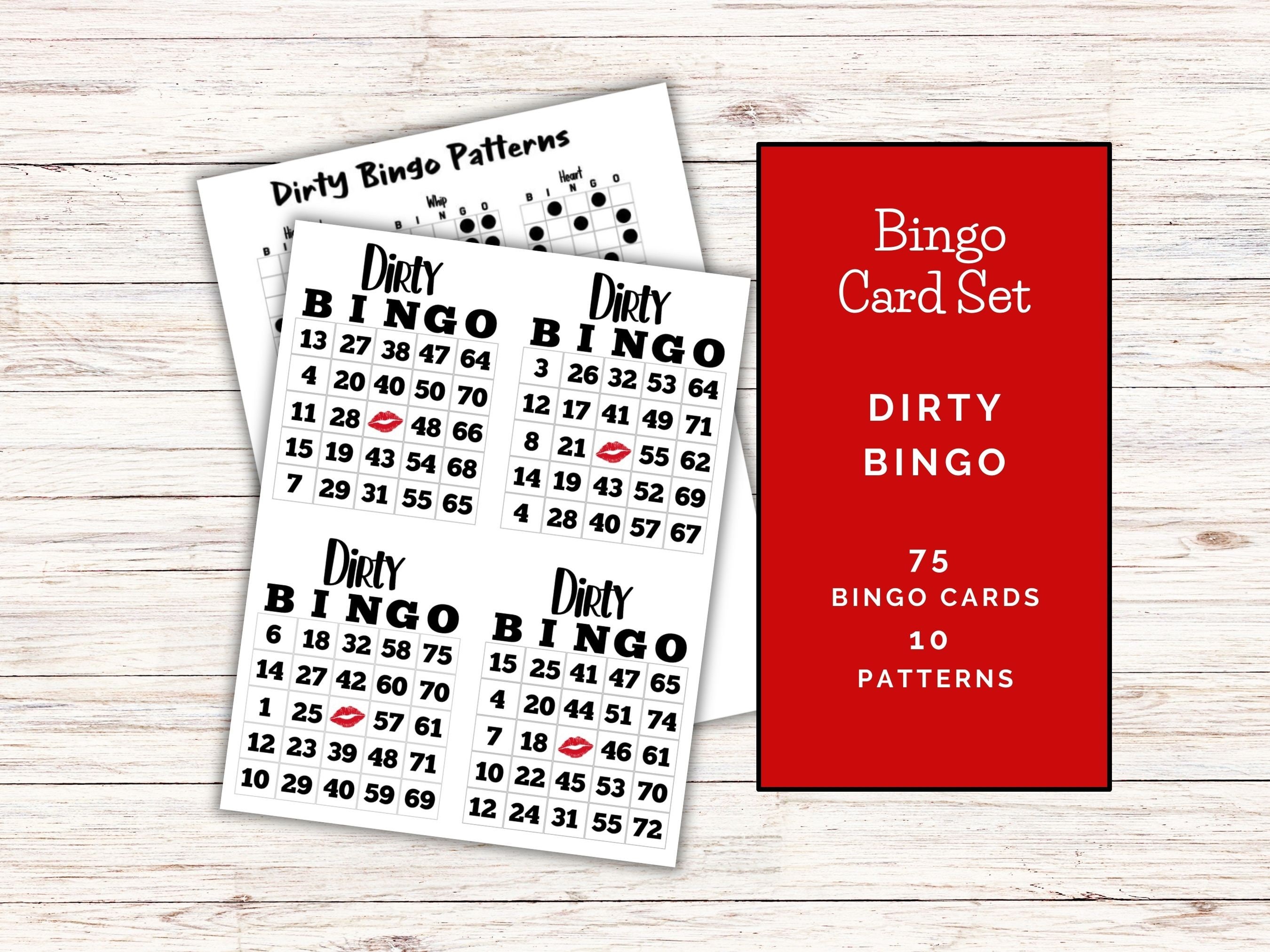 Dirty Bingo Card Set 75 Card Bingo Card Set Sexy Themed Bingo Patterns ...
