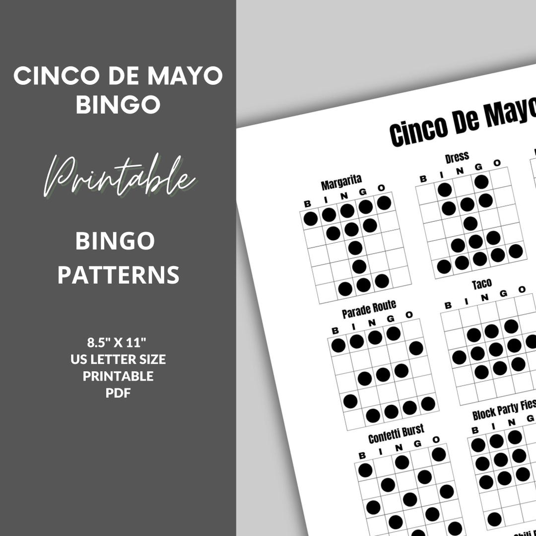 Bingo Patterns | Cinco De Mayo | Printable Bingo Games | Bingo Game ...