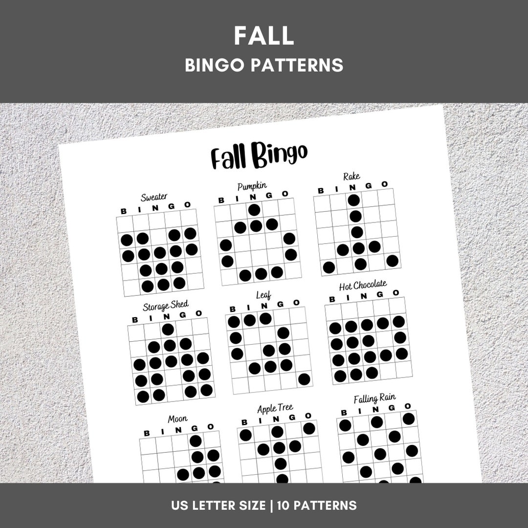 Bingo Patterns | Fall Bingo | Printable Bingo Games | Bingo Game ...