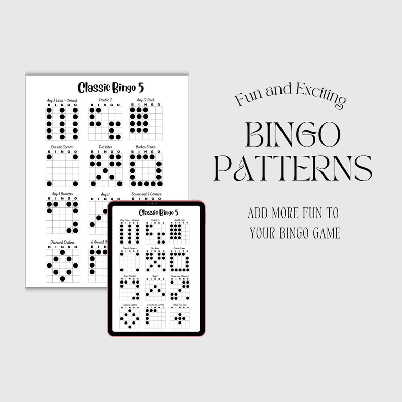 Bingo Patterns | Classic 5 Bingo | Printable Bingo Games | Bingo Game ...
