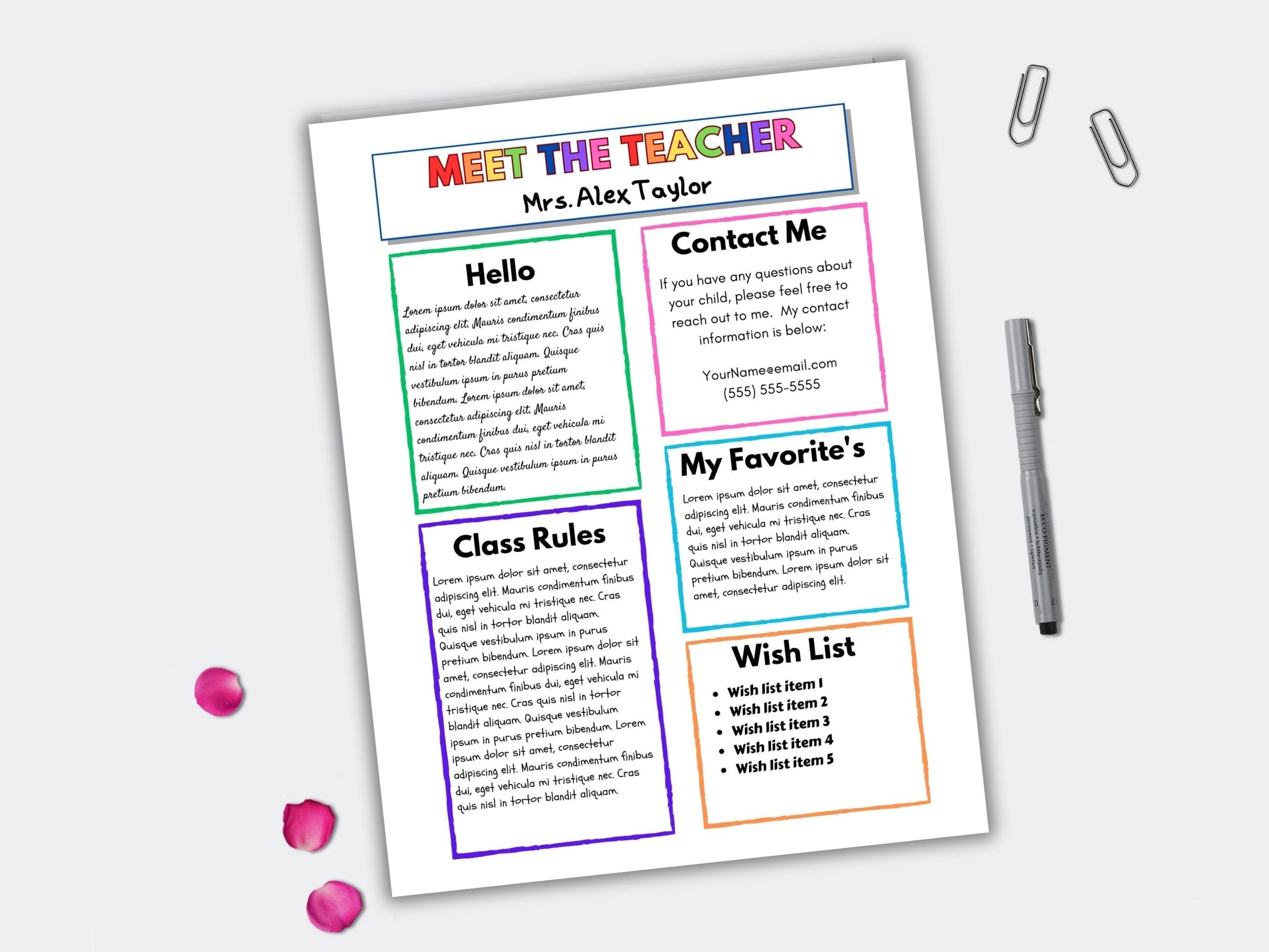 Meet the Teacher Meet the Teacher Template Teacher Template - Etsy