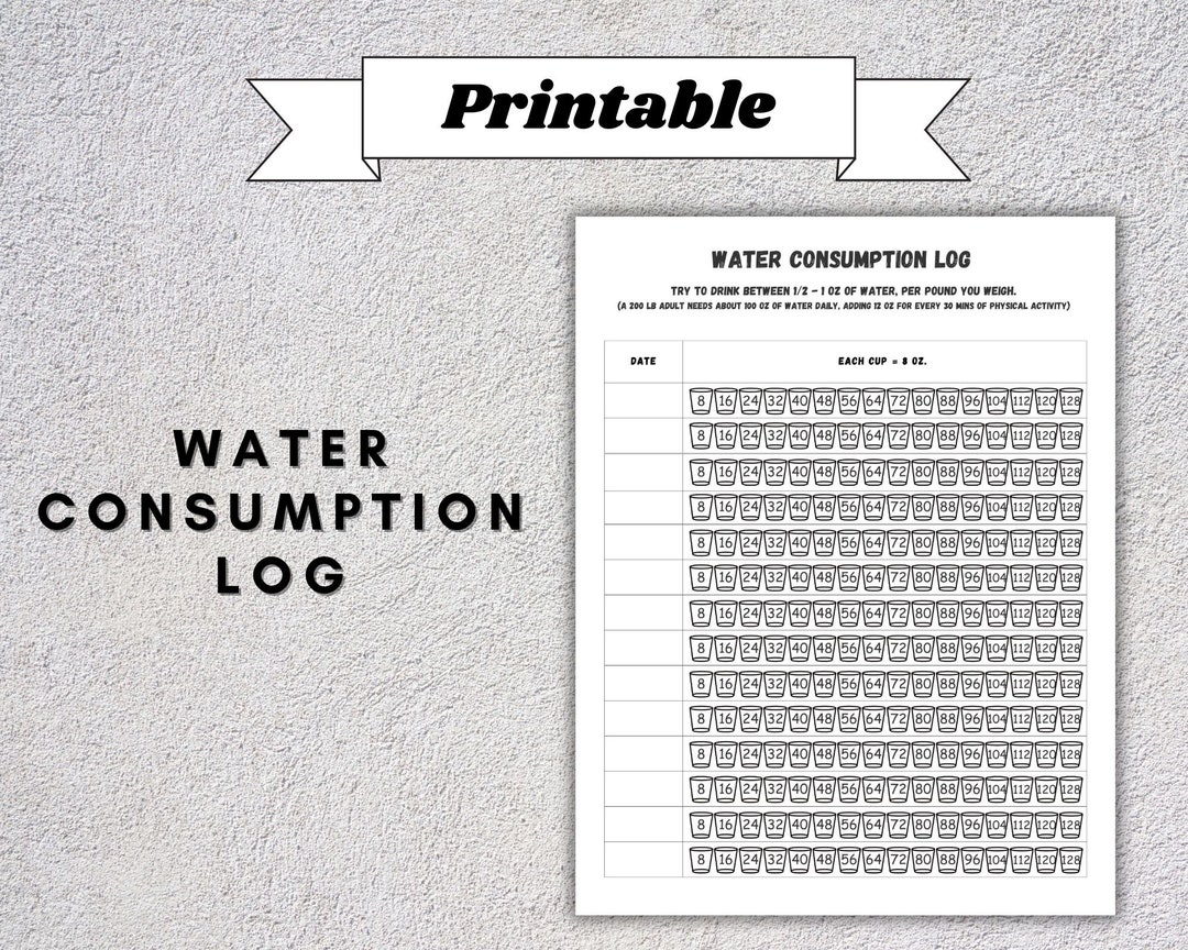 Water Consumption Log Water Consumption Tracker Water Log - Etsy