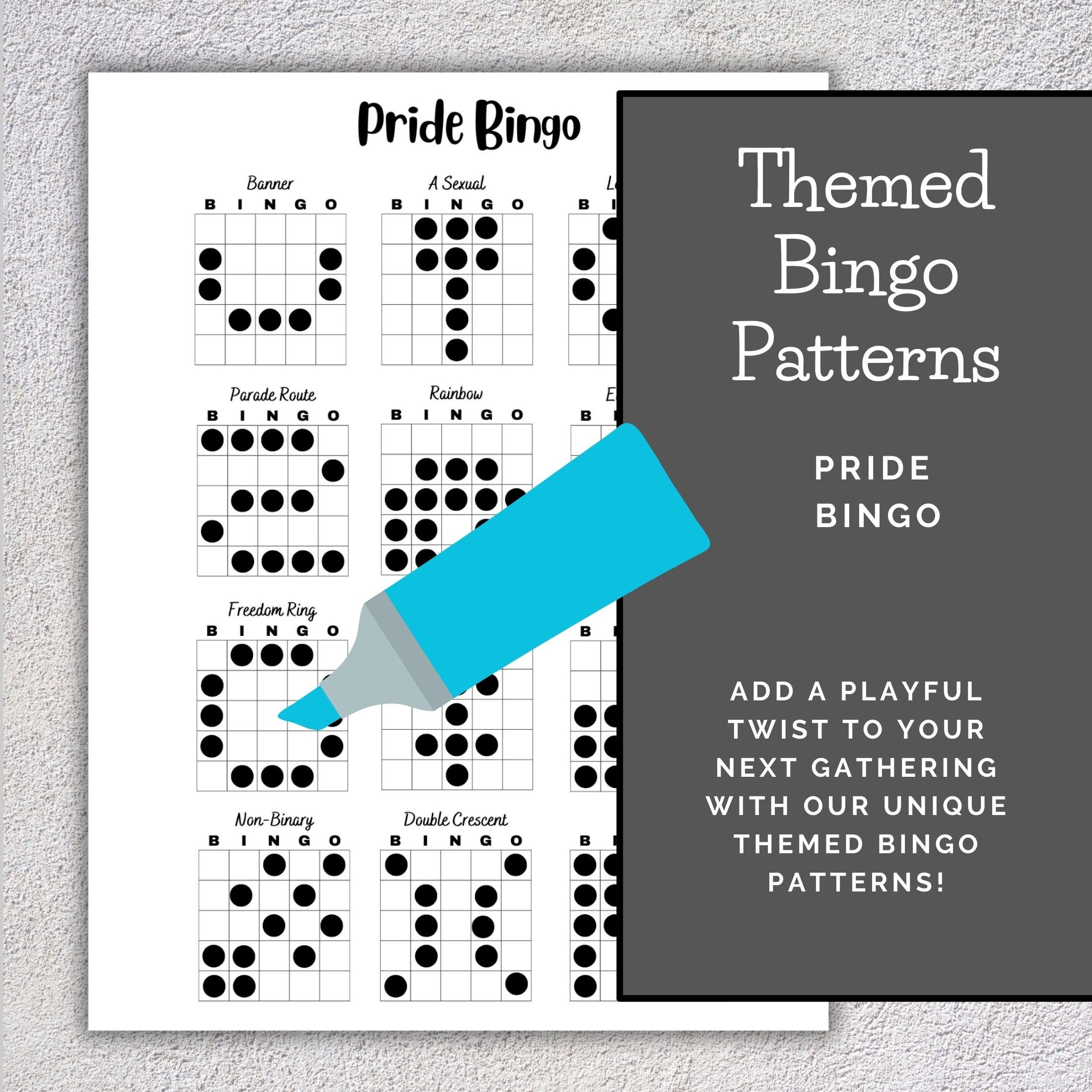 Bingo Patterns | Pride Bingo | Printable Bingo Games | Bingo Game ...