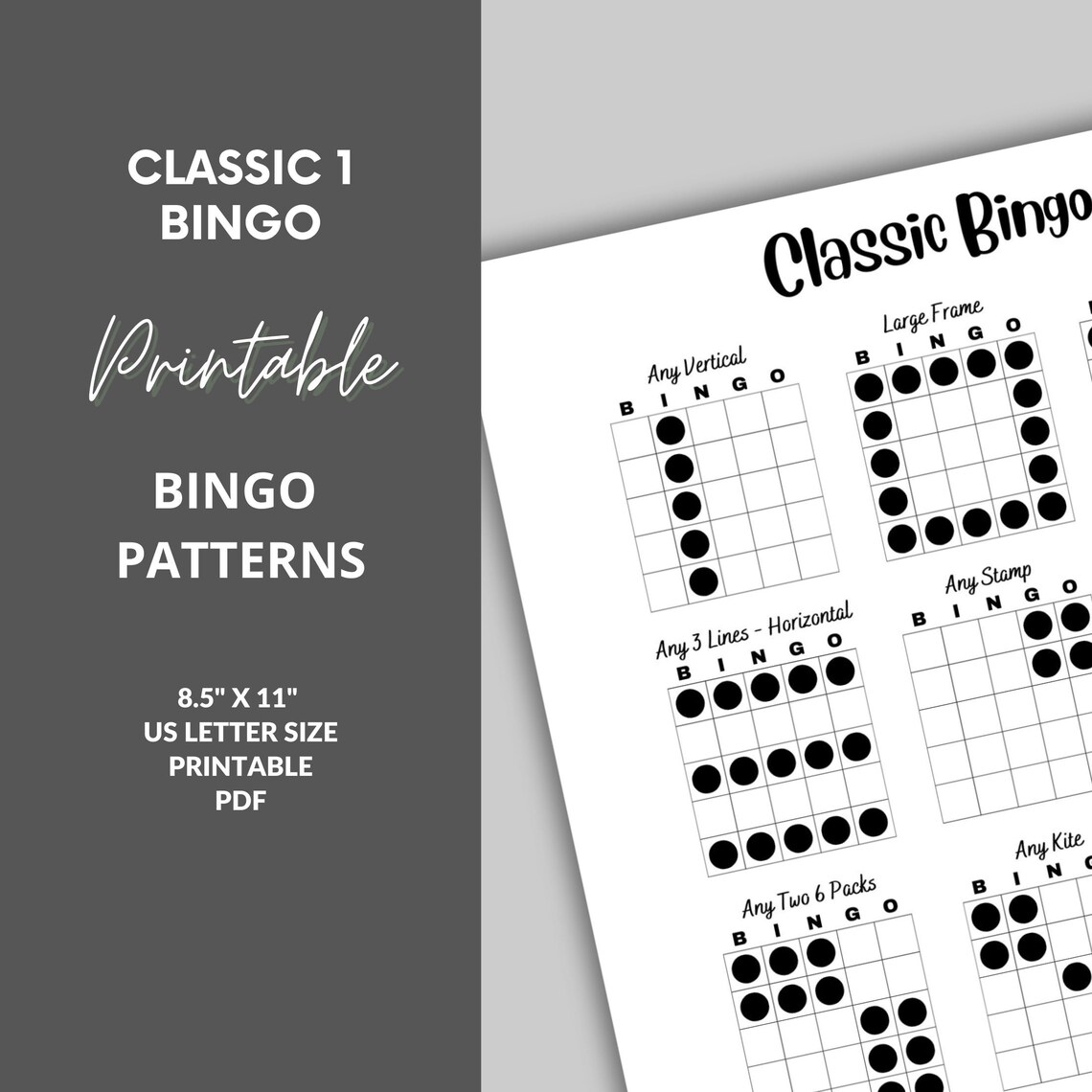 Bingo Patterns | Classic 1 Bingo | Printable Bingo Games | Bingo Game ...
