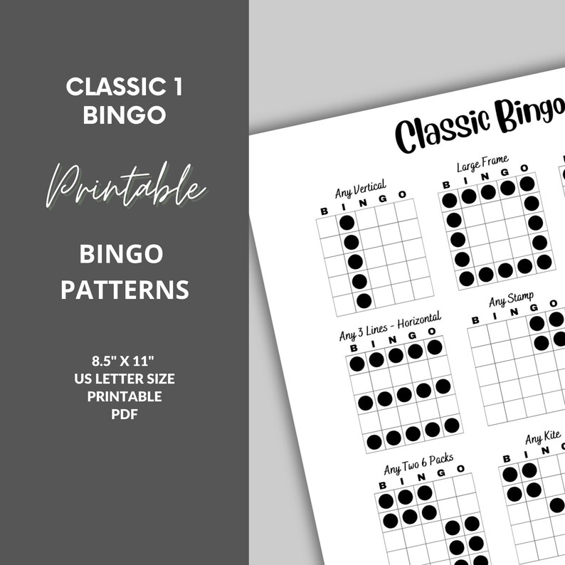Bingo Patterns | Classic 1 Bingo | Printable Bingo Games | Bingo Game ...