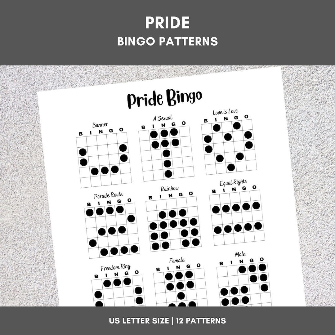 Bingo Patterns | Pride Bingo | Printable Bingo Games | Bingo Game ...
