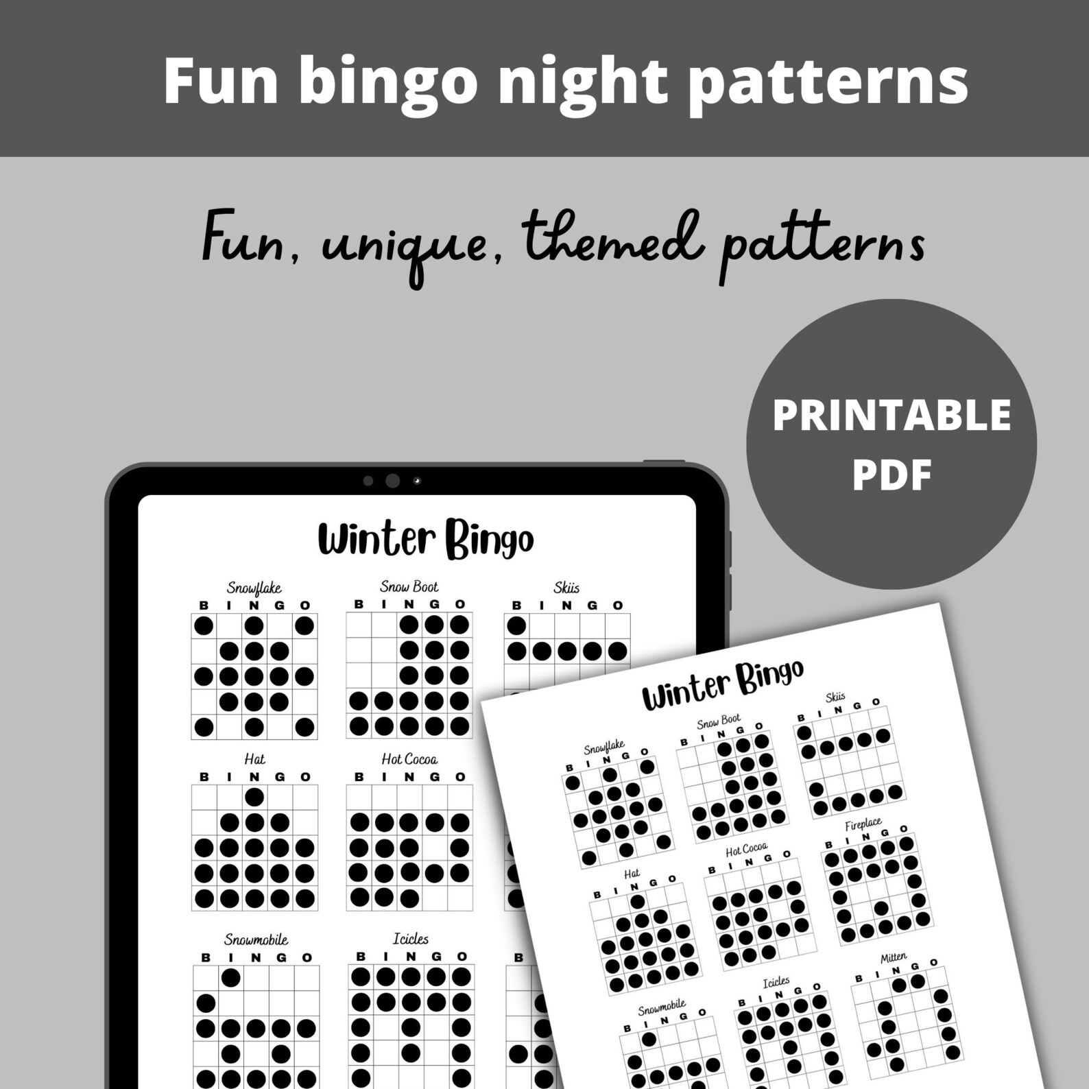 Bingo Patterns | Winter Bingo | Printable Bingo Games | Bingo Game ...