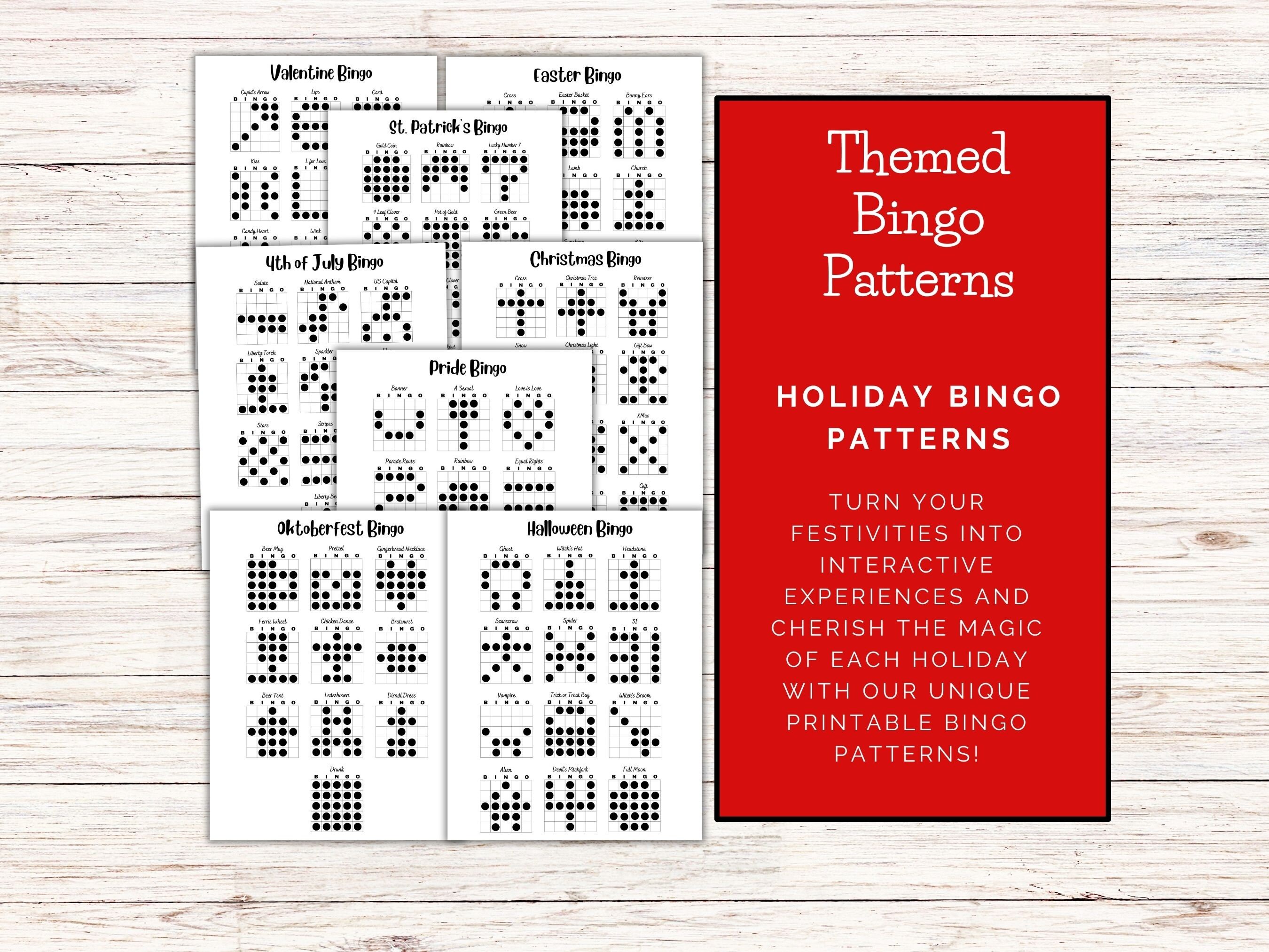 Bingo Patterns - Holiday Bingo! Eight Pdf Pages of 10-12 Patterns Each ...