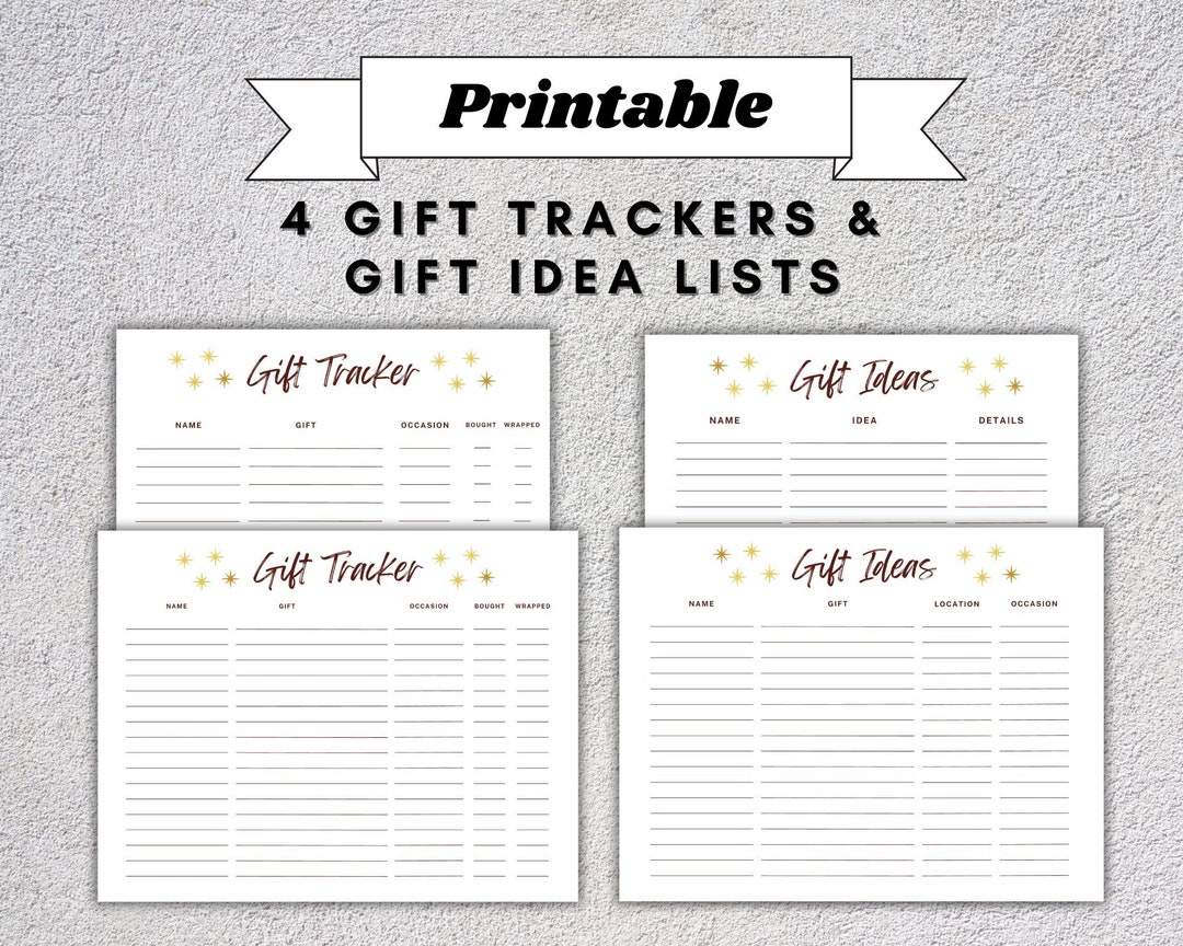 Gift Trackers Gift Ideas Gift List Wish Tracker Wish List 4 Designs 2 ...