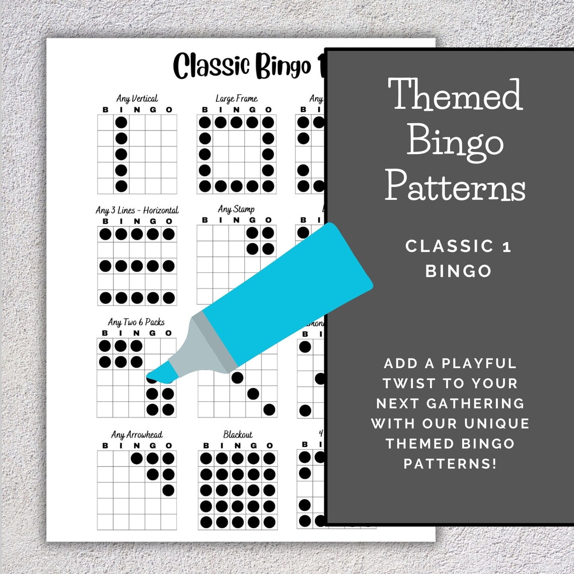 Bingo Patterns | Classic 1 Bingo | Printable Bingo Games | Bingo Game ...