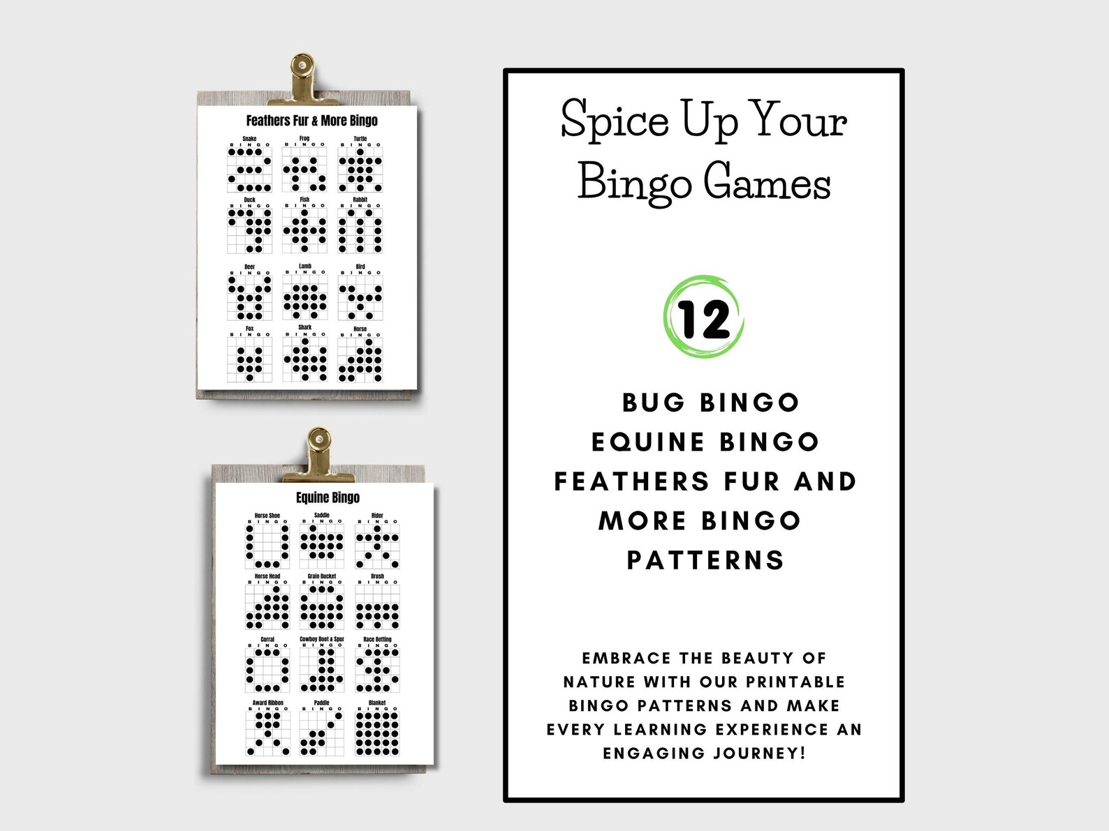 Printable Bingo Patterns BUNDLE | Animal/insect Bundle | Party, Event ...