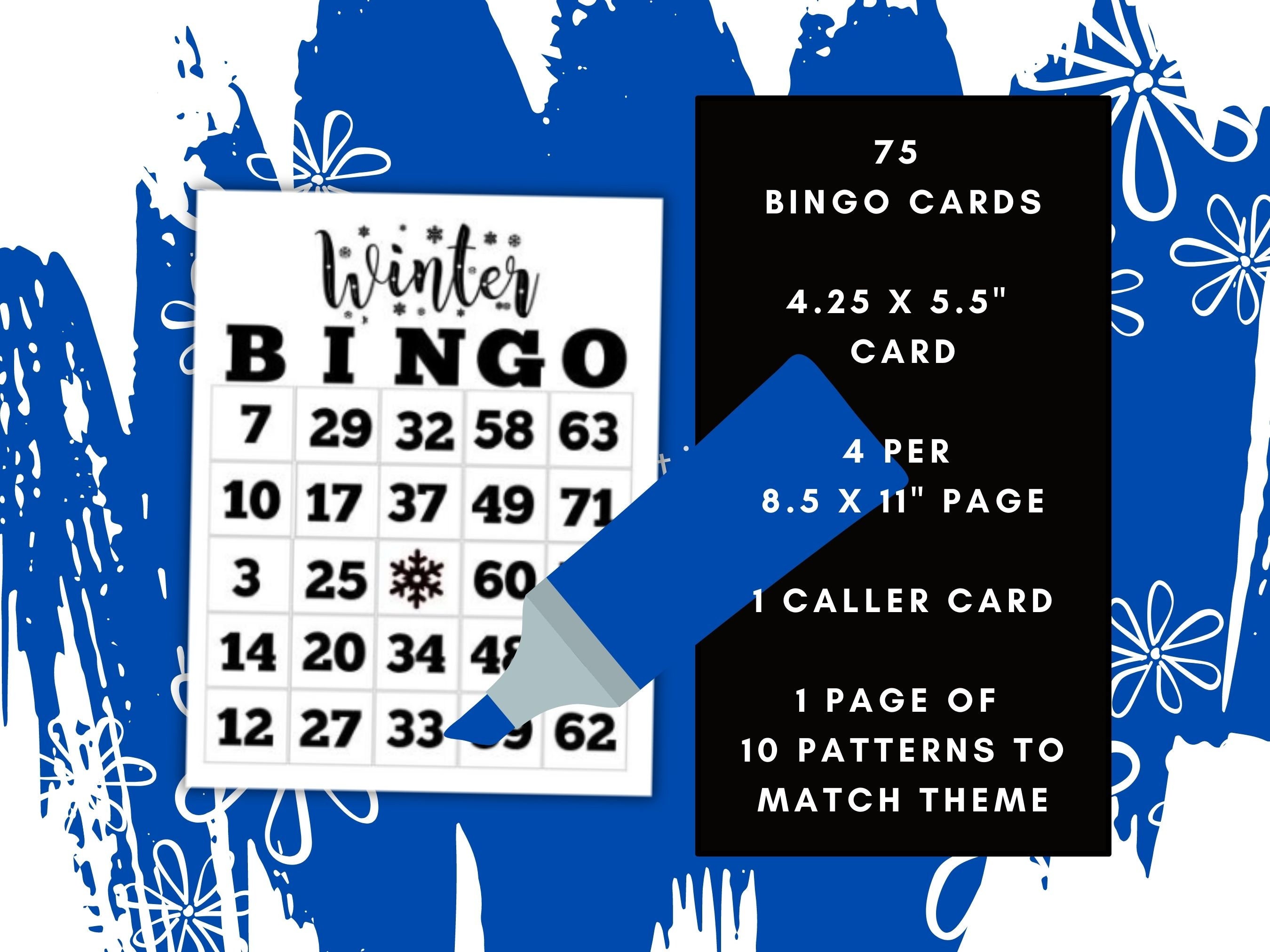 Winter Bingo Card Set Printable Winter Bingo Card Set 75 - Etsy
