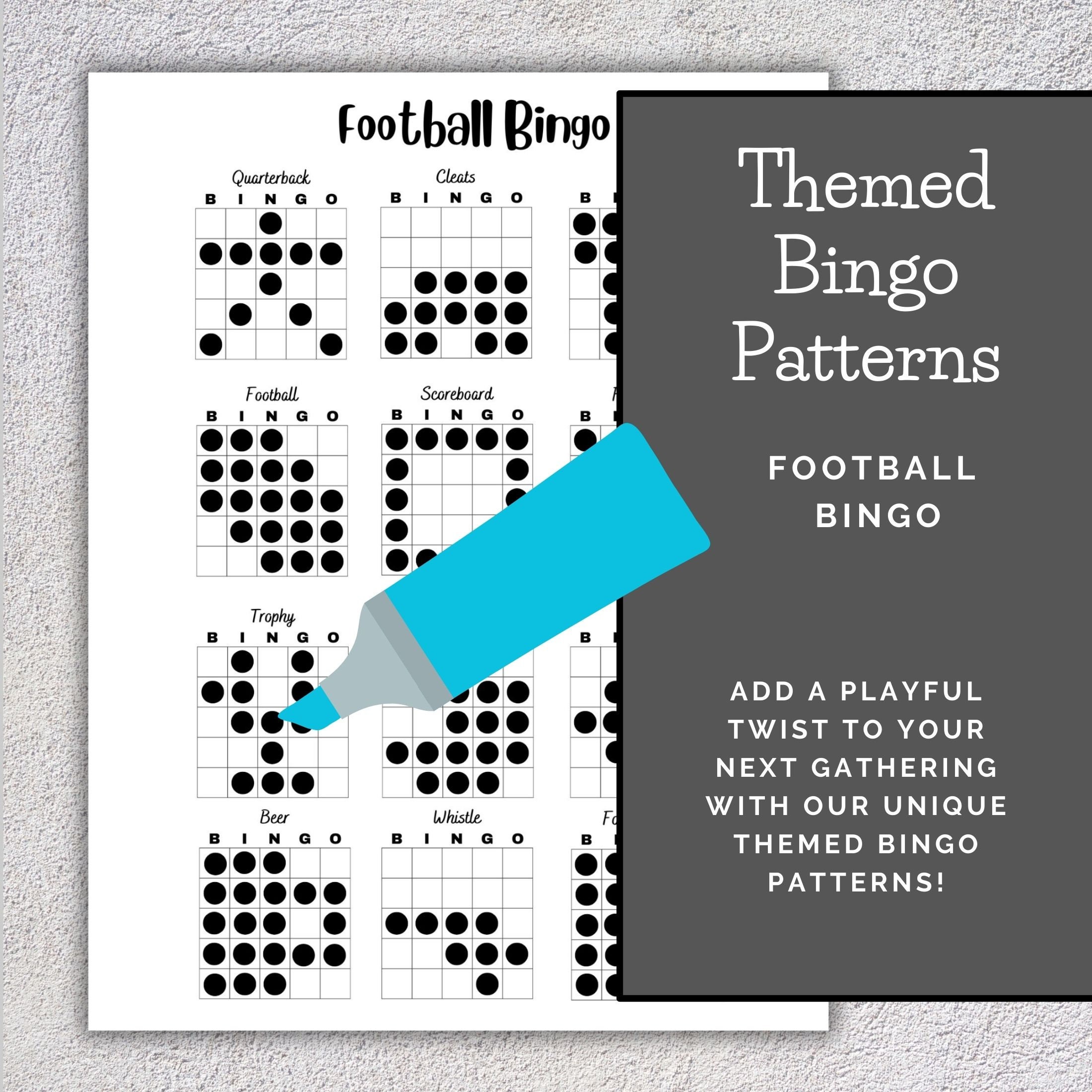 Bingo Patterns | Football Bingo | Printable Bingo Games | Bingo Game ...