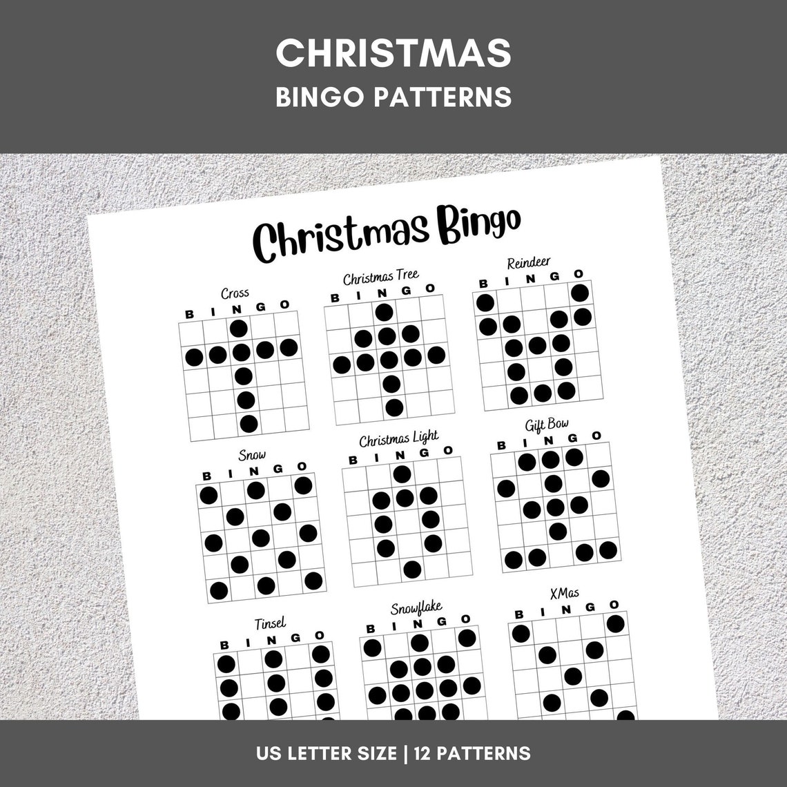Bingo Patterns Christmas Bingo Printable Bingo Games Bingo Game ...