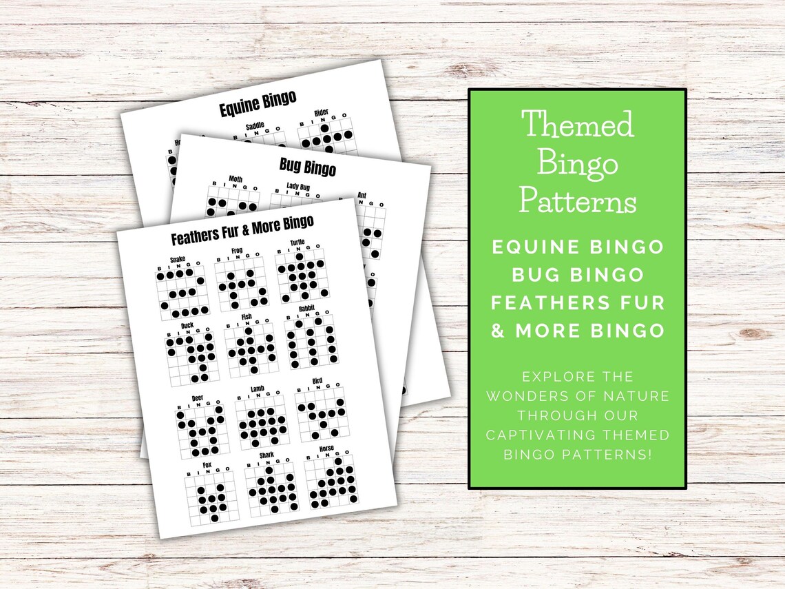 Printable Bingo Patterns BUNDLE | Animal/insect Bundle | Party, Event ...