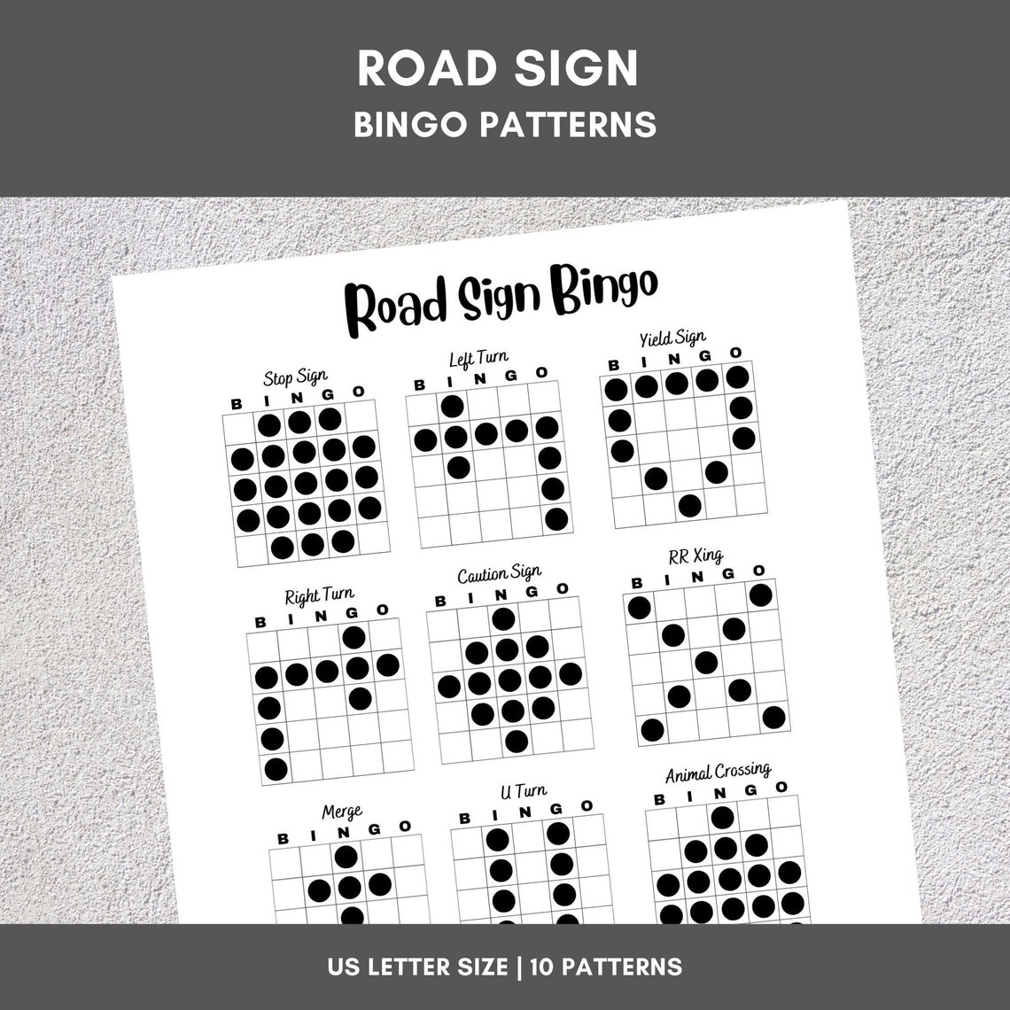 Bingo Patterns Road Sign Bingo Printable Bingo Games Bingo Game ...