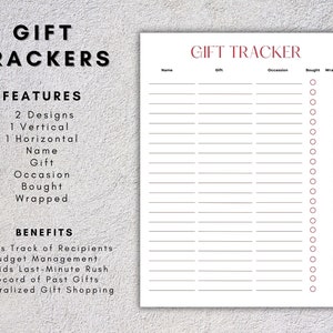 Gift Tracker | Wish List | Gift List | Wish Tracker | 6 Designs | 3 ...