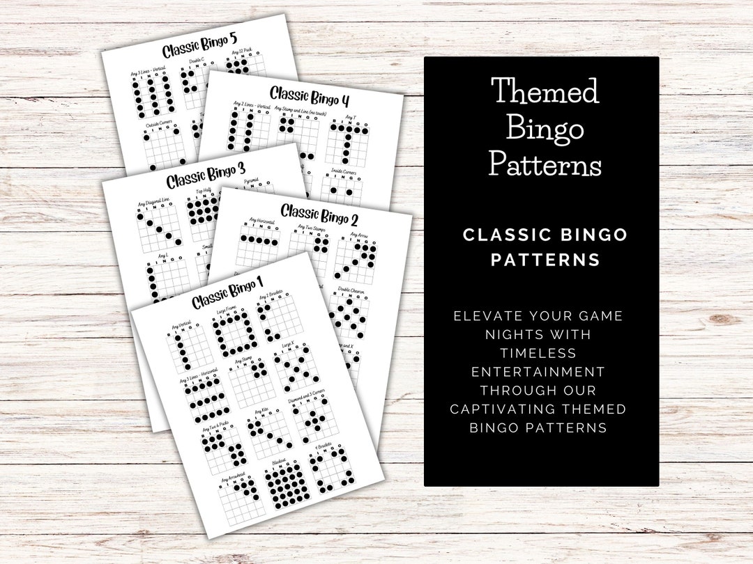 Bingo Patterns - Classic Bingo! Five Pages of 12 Patterns Each, 60 ...