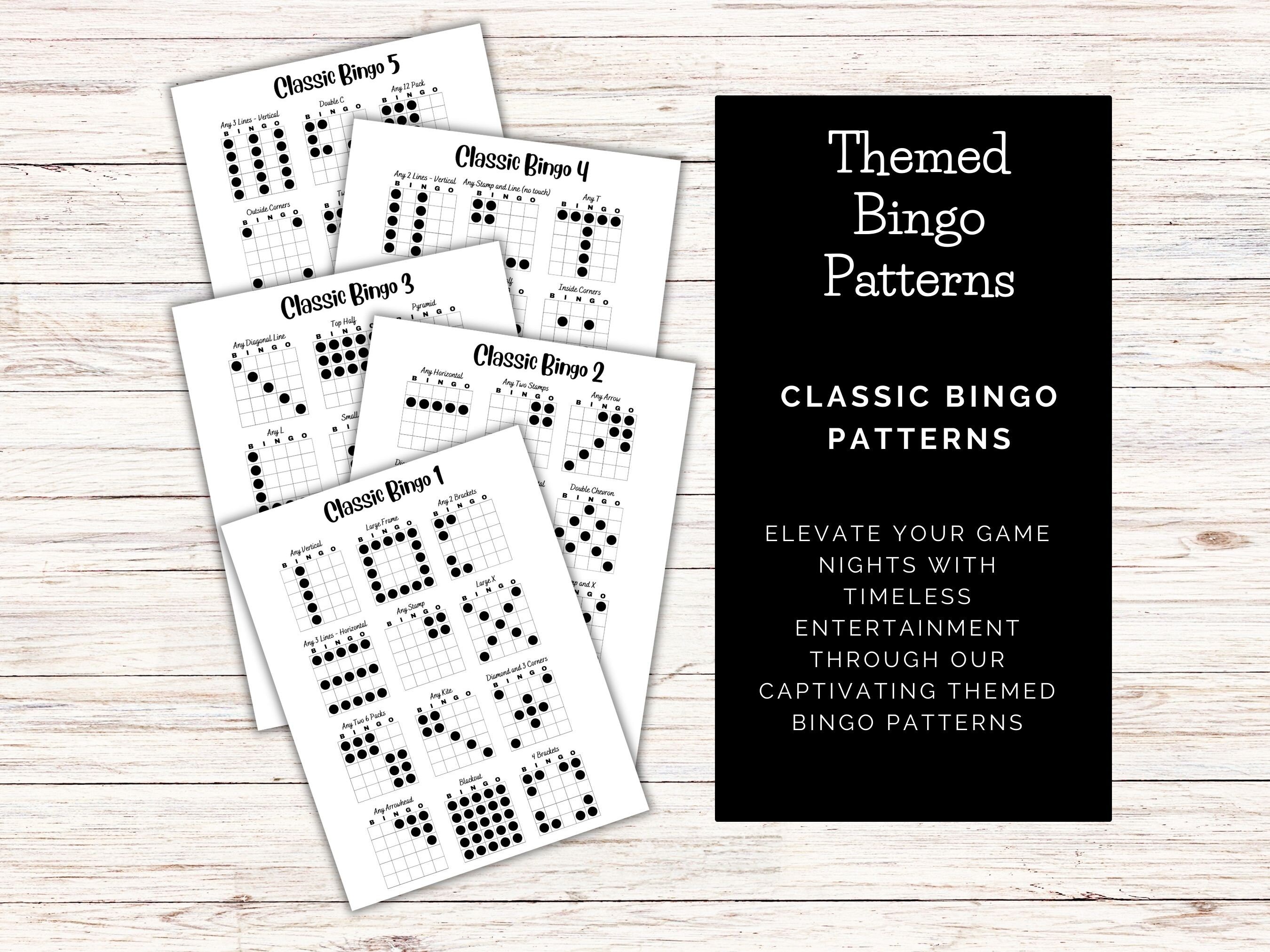 Bingo Patterns - Classic Bingo! Five Pages of 12 Patterns Each, 60 ...