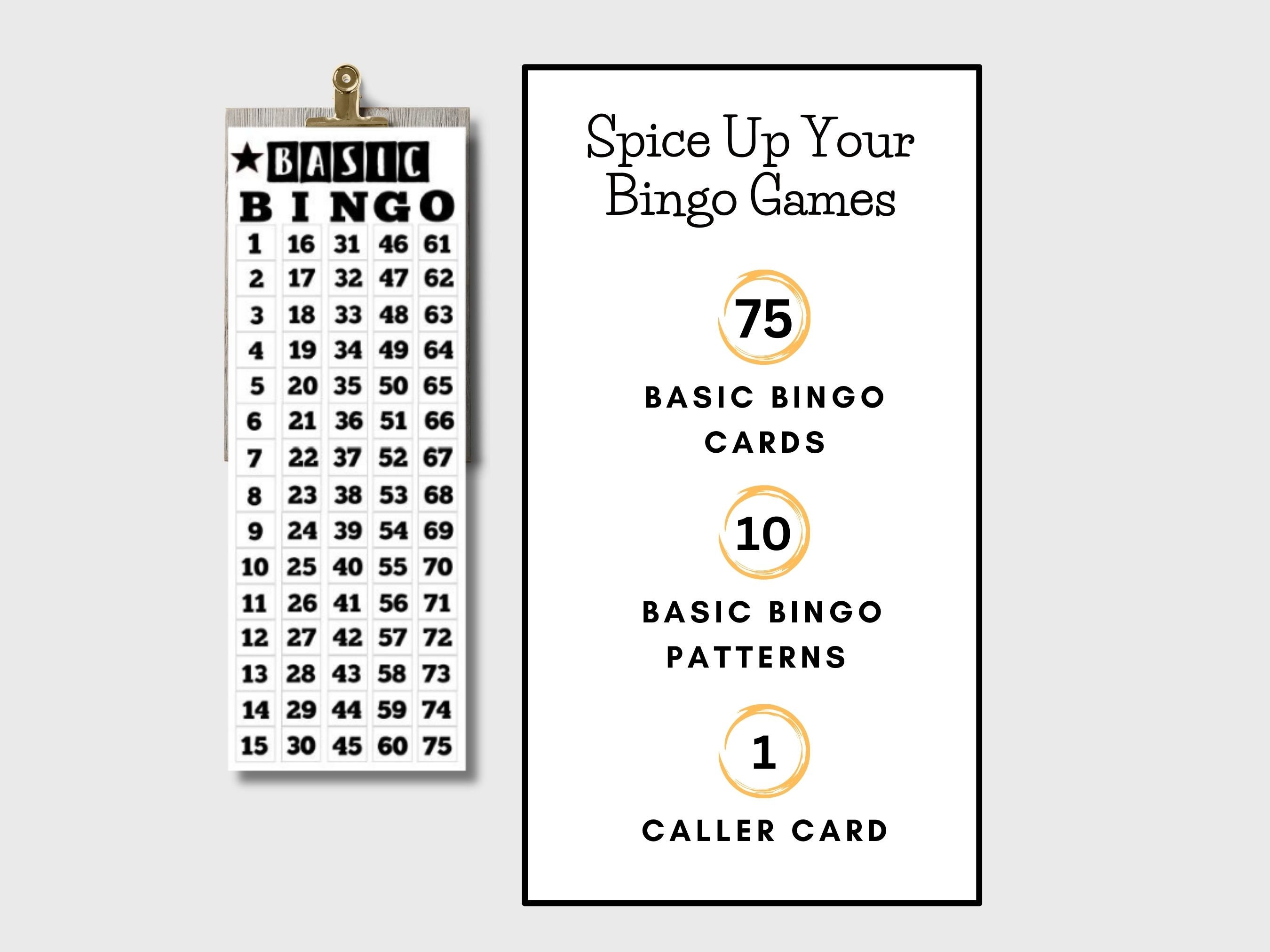 Basic 75 Card Bingo Card Set | Basic Bingo Card Set | Classic Patterns ...