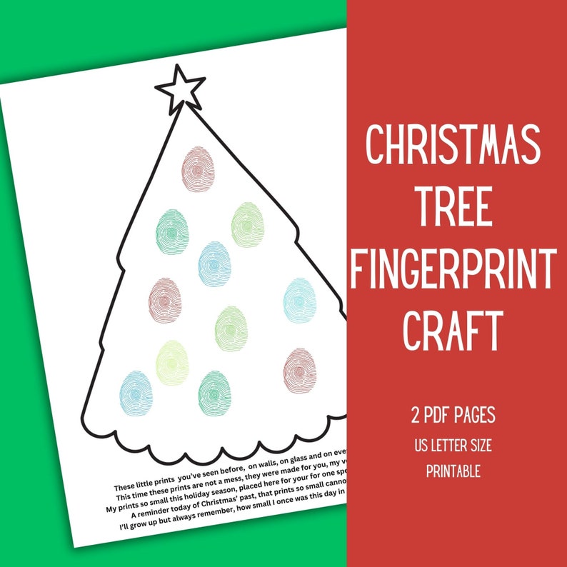 Christmas Tree Fingerprint Craft, Christmas Tree Craft, Christmas Craft ...