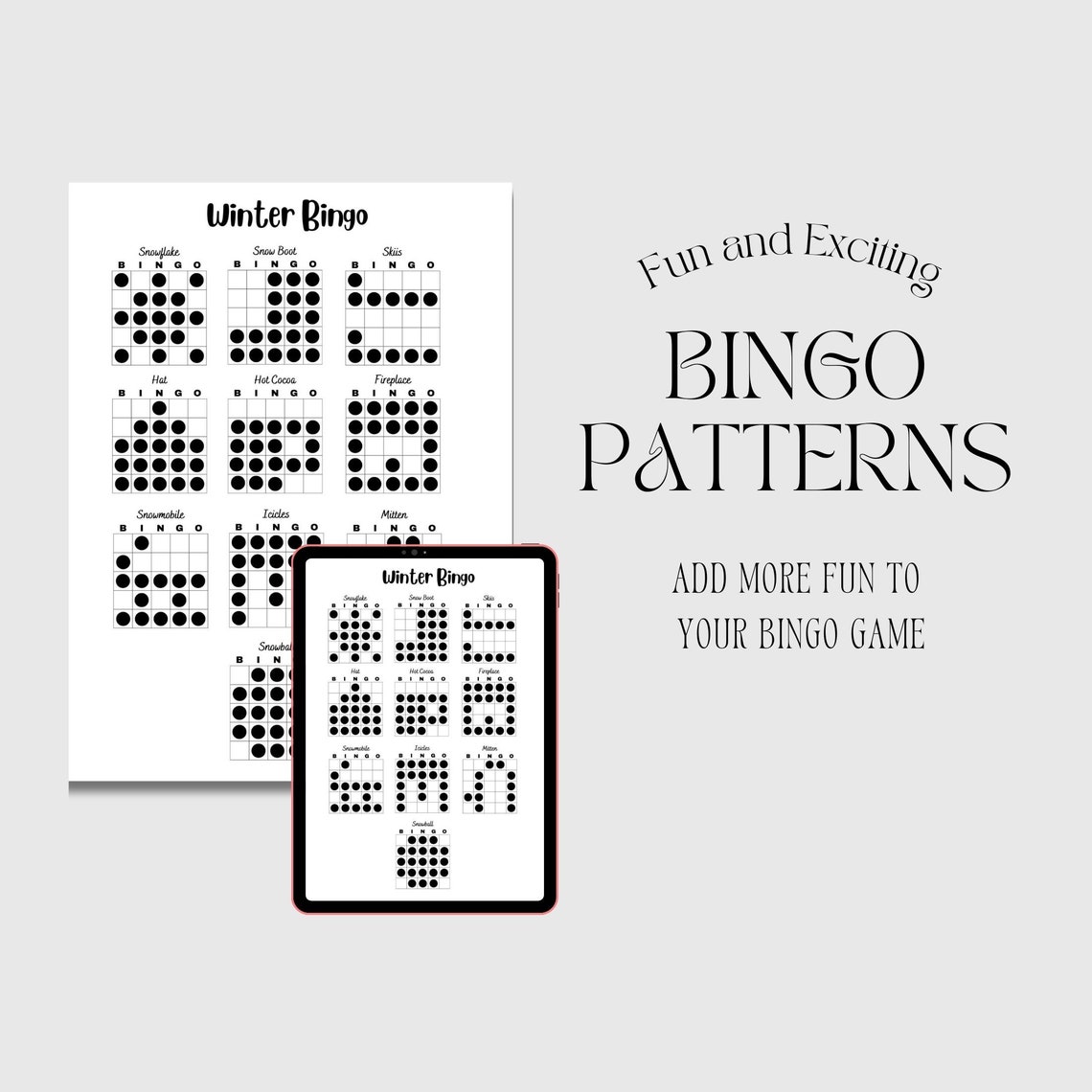 Bingo Patterns Winter Bingo Printable Bingo Games Bingo Game Patterns ...