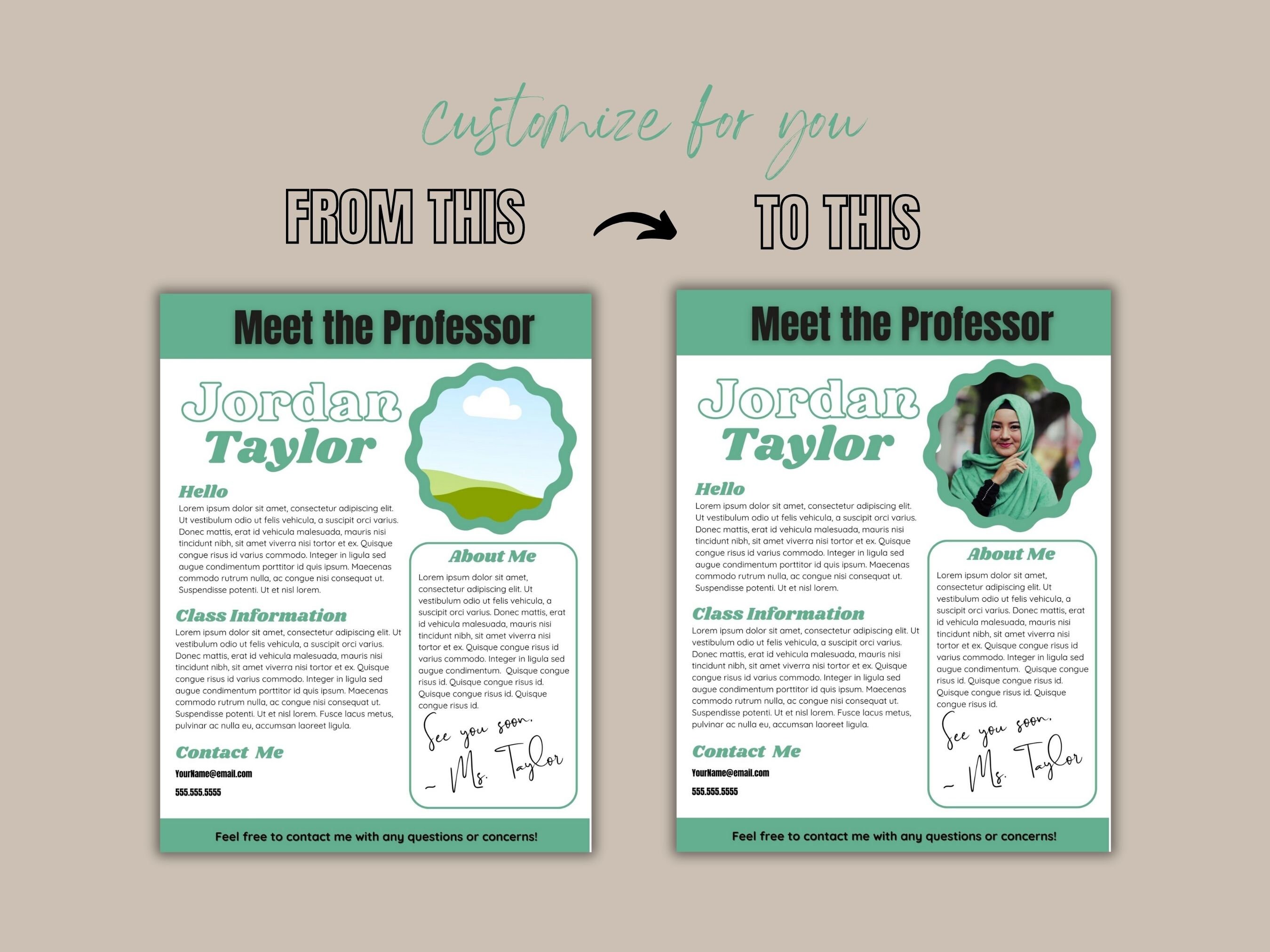 Meet the Professor Meet the Teacher Professor Template - Etsy