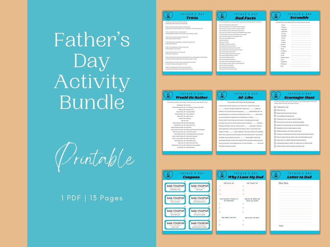 Father's Day Activity Bundle: 13 Pages of Fun Printable Activities and ...