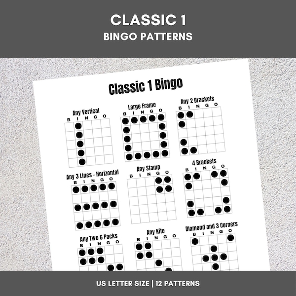 12 Game Bingo Patterns - Etsy