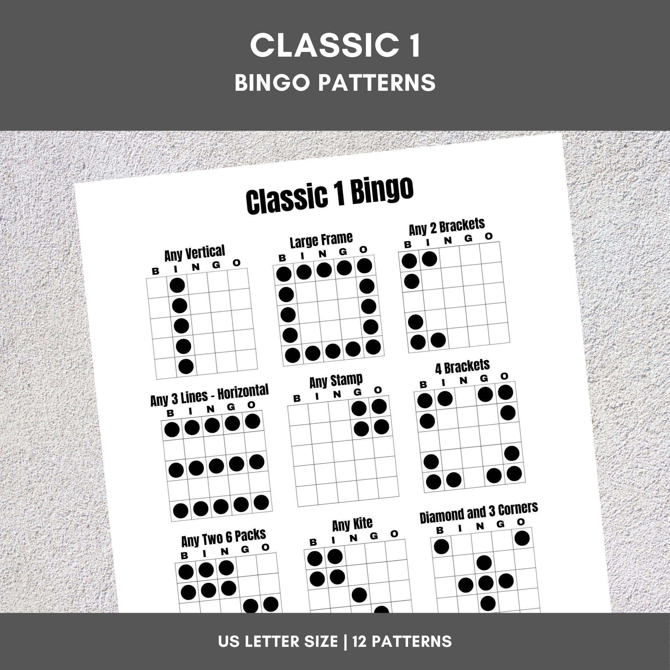 Printable Bingo Patterns | Classic 1 Bingo | 12 Fun Patterns | Party ...