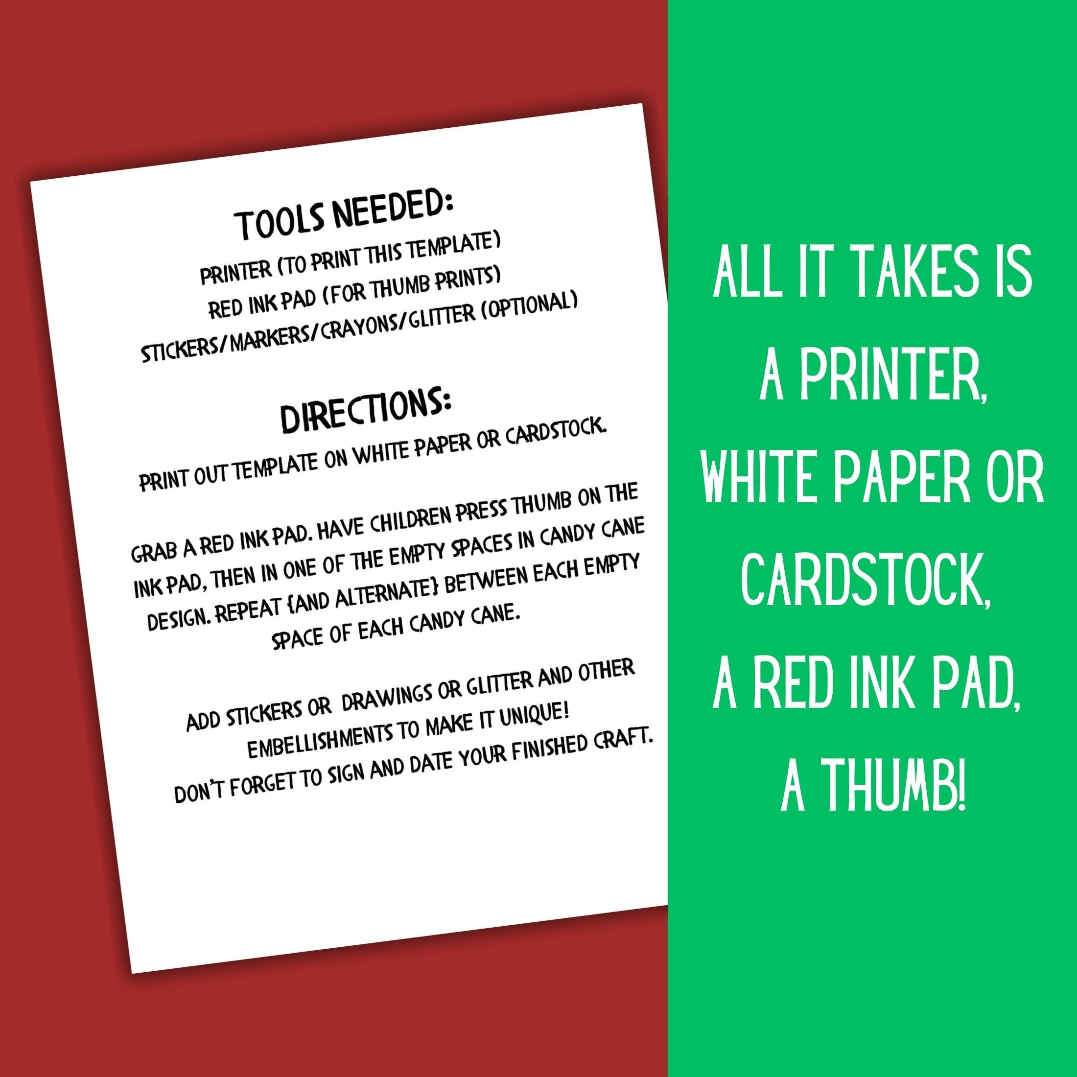 Candy Cane Thumbprint Craft, Candy Cane Craft, Christmas Craft ...