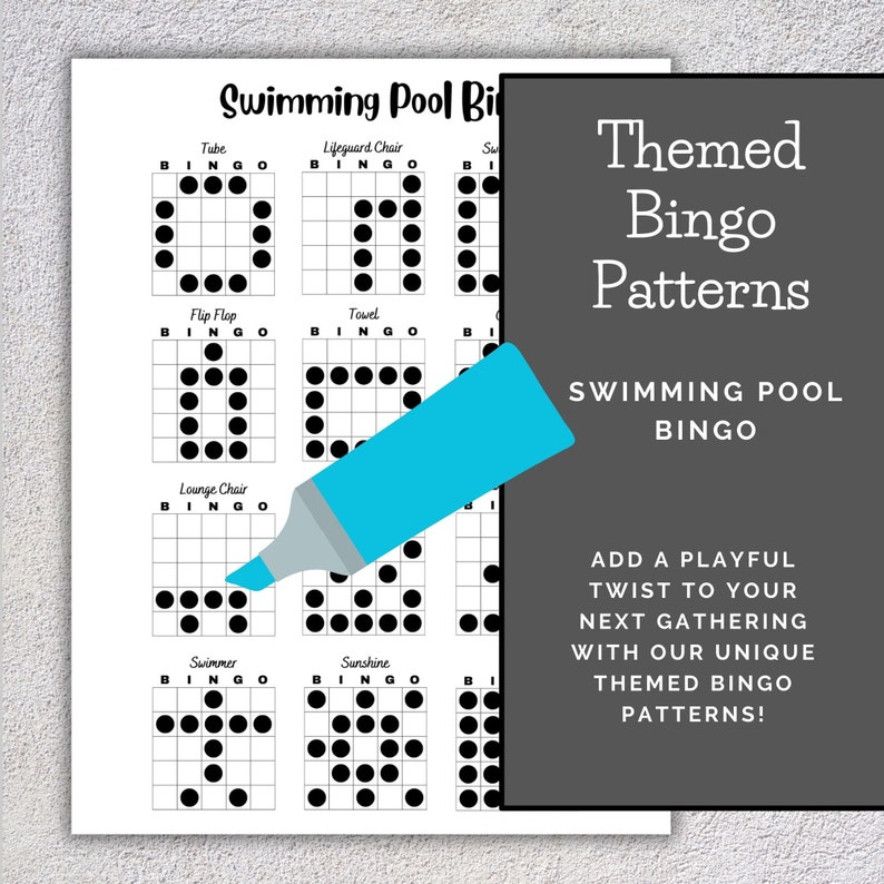 Bingo Patterns | Swimming Pool Bingo | Printable Bingo Games | Bingo ...