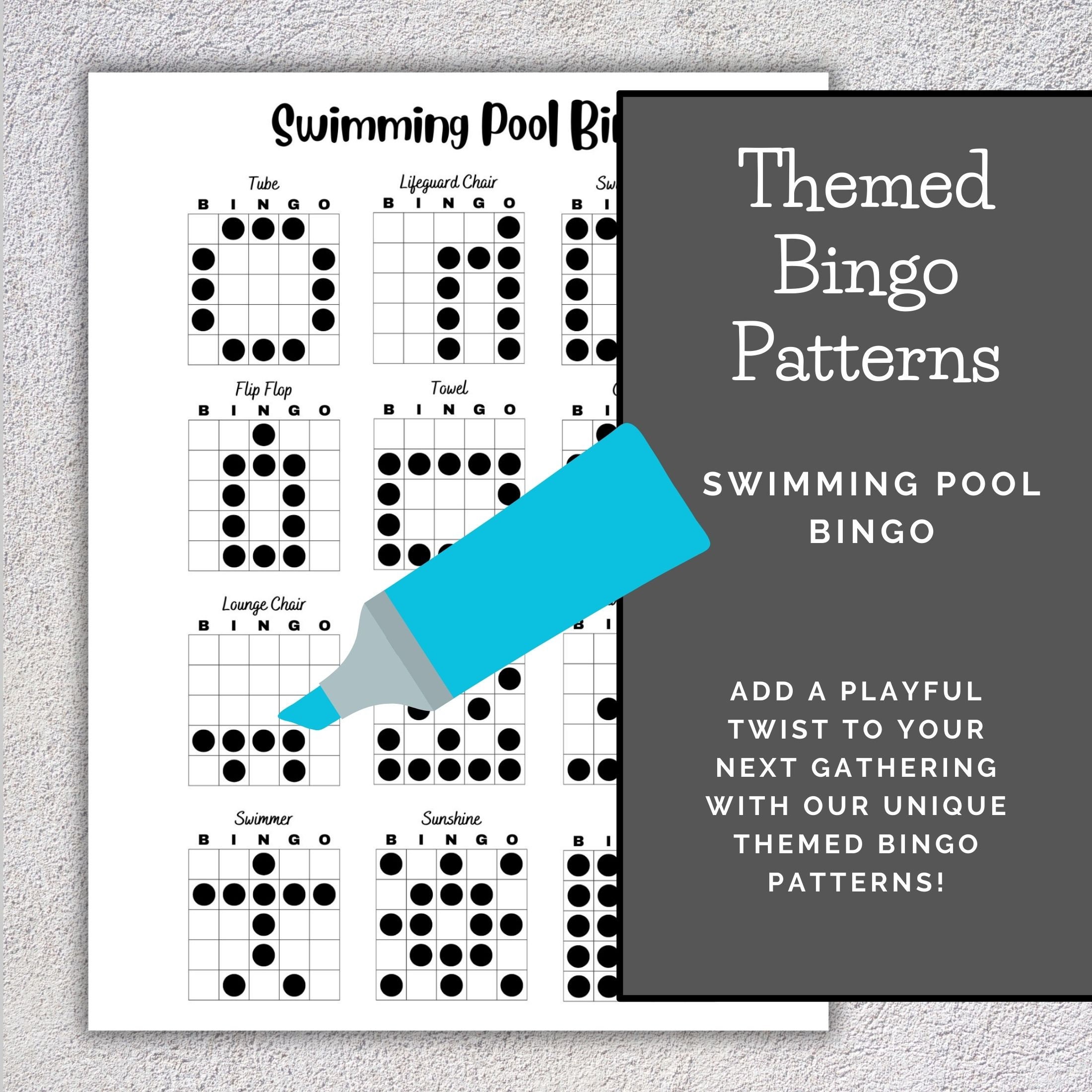 Bingo Patterns | Swimming Pool Bingo | Printable Bingo Games | Bingo ...
