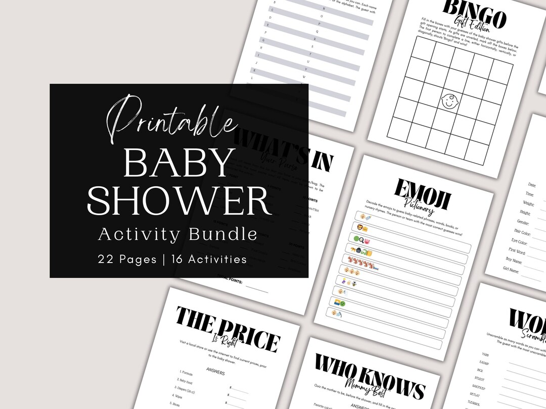 Baby Shower Game Bundle: 16 Printable Party Activities (PDF) - Etsy