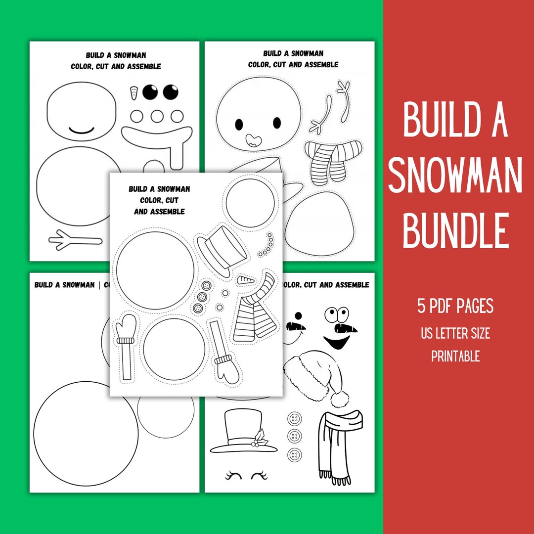 Build A Snowman Bundle, Christmas Craft, Build a Snowman Printable ...