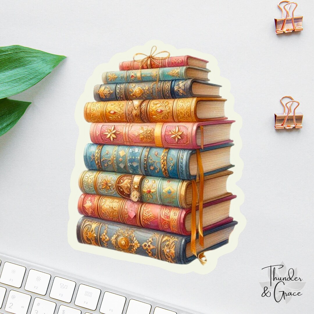 Stack of Books Sticker, Teacher Sticker, Librarian, Book Lover Decal ...