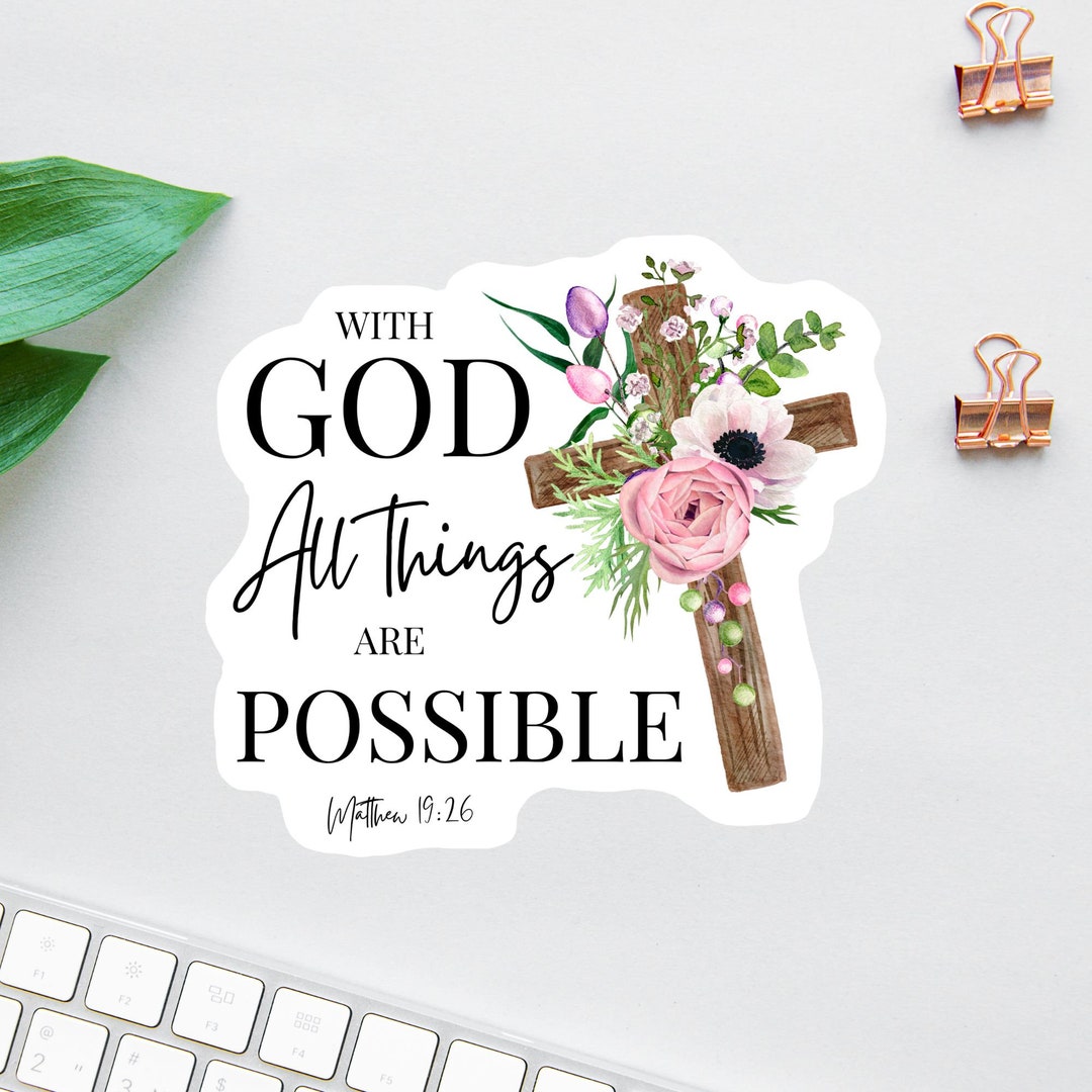 With God All Things Are Possible Sticker, Bible Verse Stickers Laptop ...
