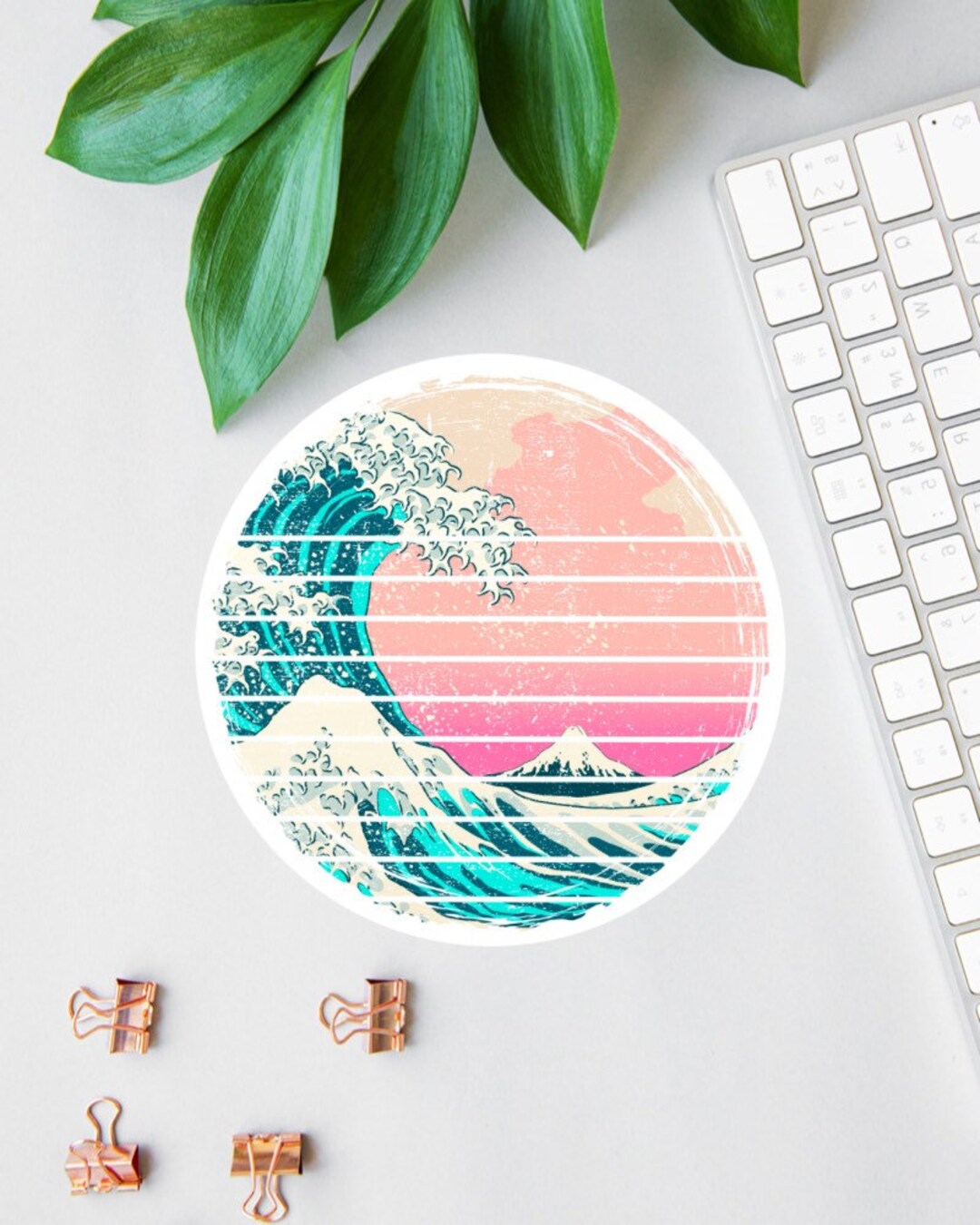 Ocean Wave Sticker, Beach Sticker Pack, Make Waves Decal, Retro Sunset ...