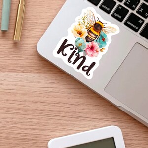 Be Kind Sticker, Floral Bee Laptop Sticker, Kindness Water Bottle Label ...