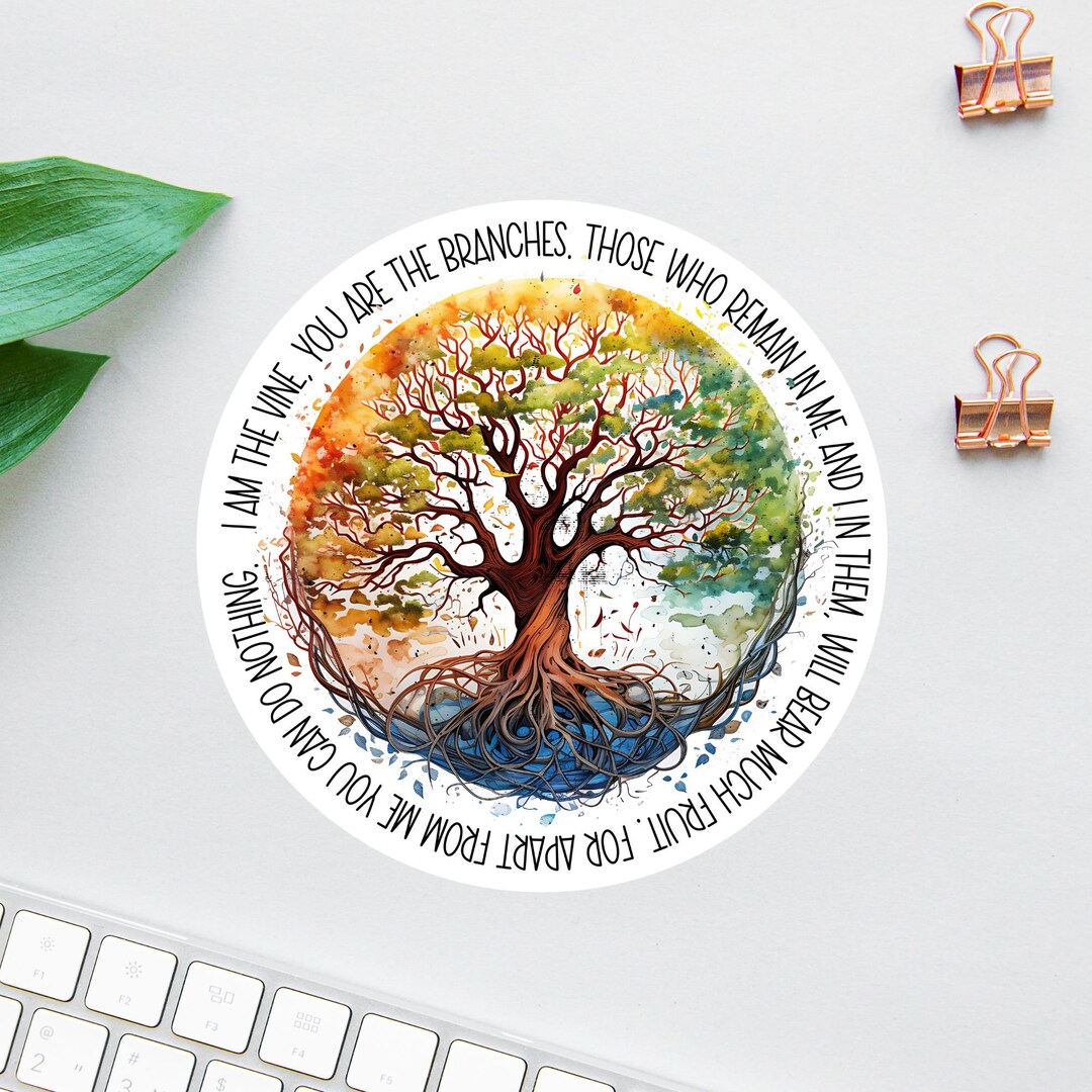 I Am the Vine Sticker, Jesus Saves Sticker, Rainbow Tree of Life Decal ...