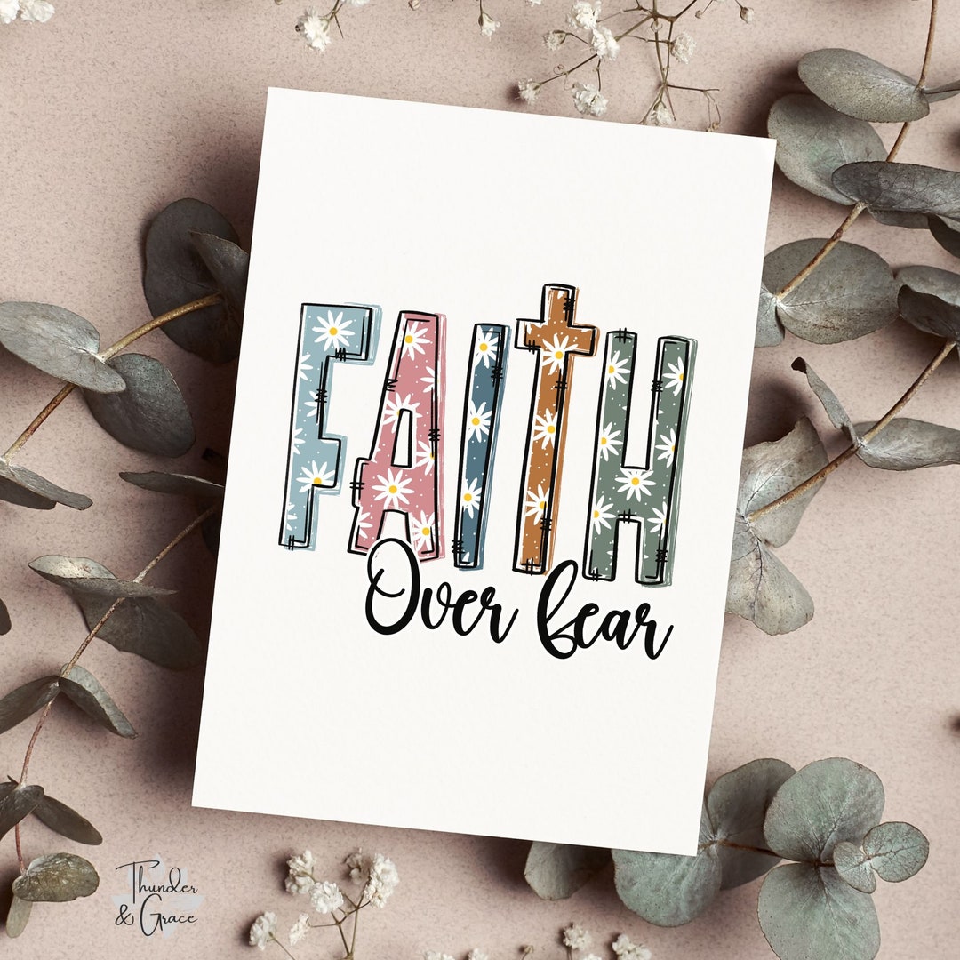 Faith Over Fear Card, Fruit of the Spirit, Teen Baptism Gift, Floral ...