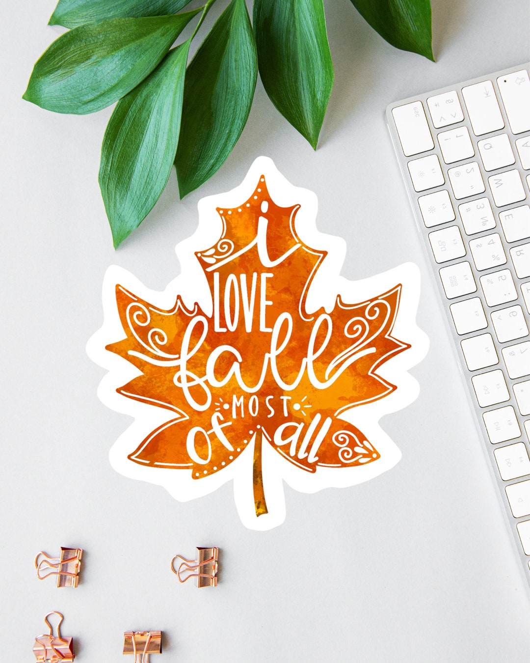 I Love Fall Most of All Sticker, Autumn Leaf Decal, Fall is My Favorite ...