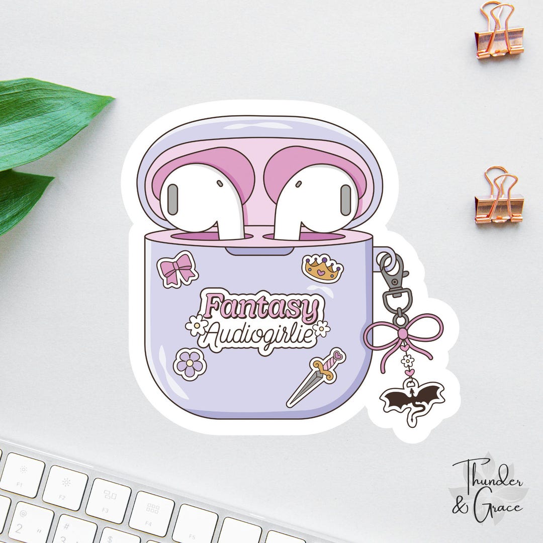 Fantasy Audiobook Girlie Earbud Sticker, Book Girlie Gift, Book Lover ...