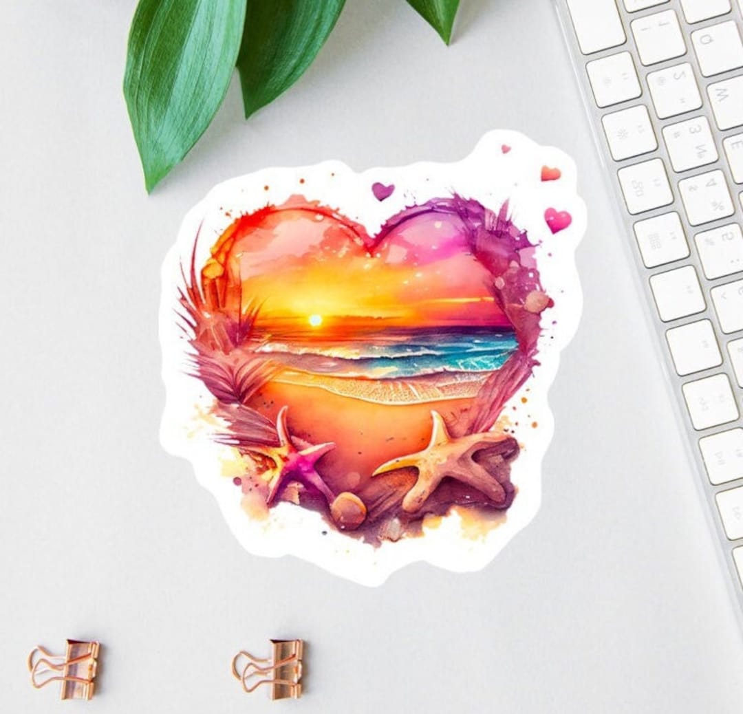 Ocean Sunset Sticker, Beach Sticker Pack, Make Waves Decal, Retro ...