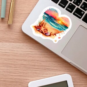 Ocean Sunset Sticker, Beach Sticker Pack, Make Waves Decal, Retro ...