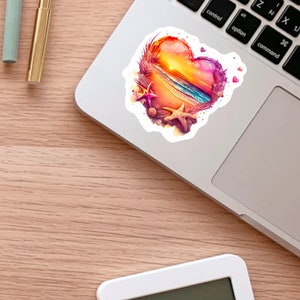 Ocean Sunset Sticker, Beach Sticker Pack, Make Waves Decal, Retro ...