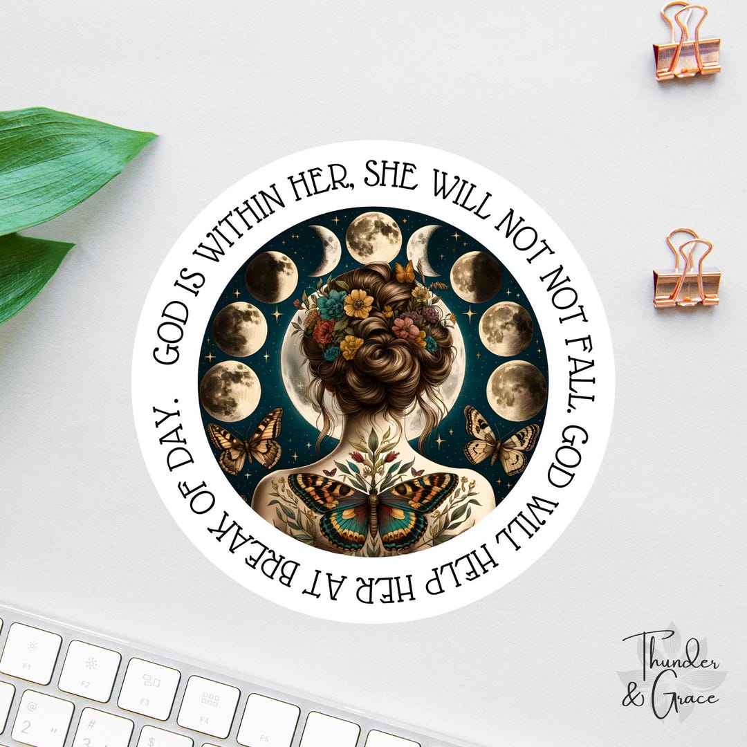 God is Within Her Sticker, Words of Affirmation, Laptop Sticker, Water ...