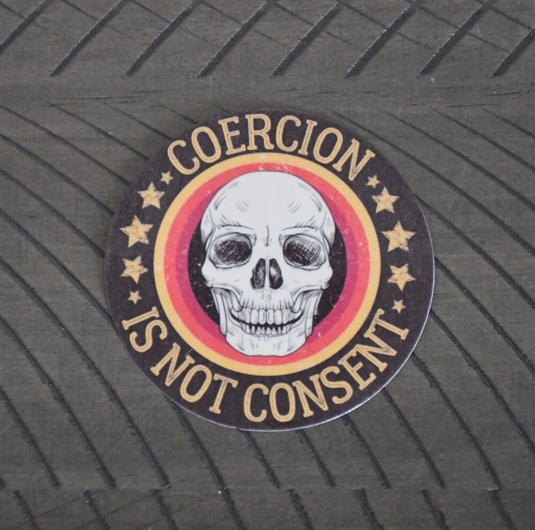 Coercion is Not Consent Sticker or Magnet | Retro Sunset Skull Decal ...